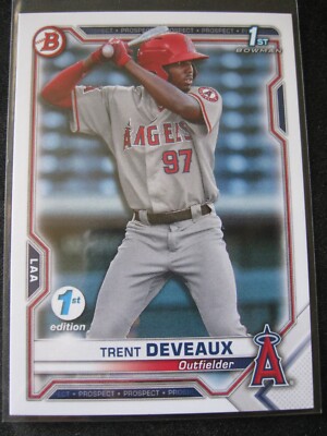 TRENT DEVEAUX 2021 1st Bowman 1st Edition #BFE-94 Los Angeles Angels ...