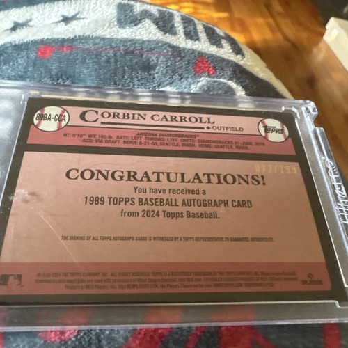 2024 Topps Series 1 - 1989 Topps Baseball Autographs Corbin Carroll ...