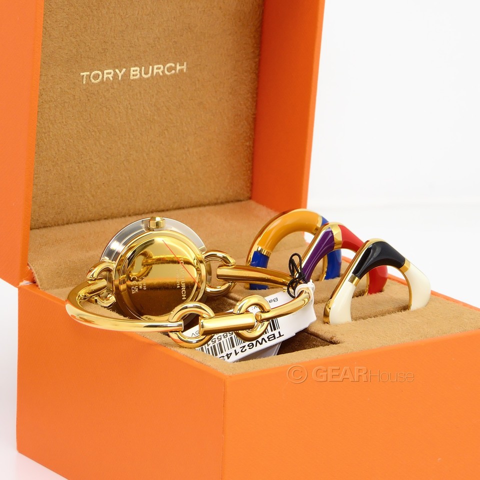 Tory Burch Miller Womens Gold Bangle Watch Set, Interchangeable Enamel ...