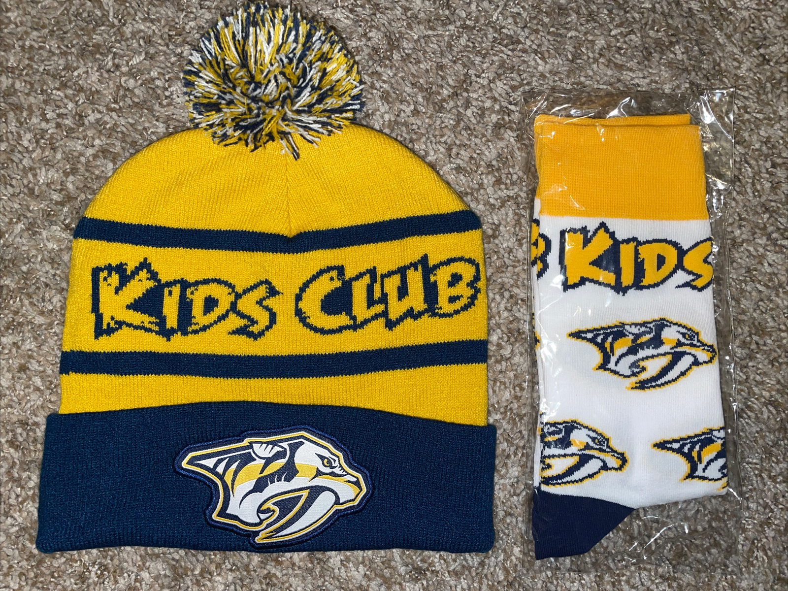 Nashville Predators Kids Club NHL Winter Hat Socks New Toboggan | eBay
