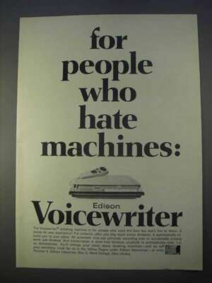 1966 Edison Voicewriter Ad - People Who Hate Machines | eBay