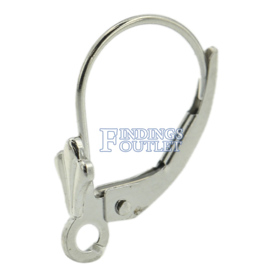 14k White Gold Leverback Earring Mounting Dangling Setting Shell & Loop ...