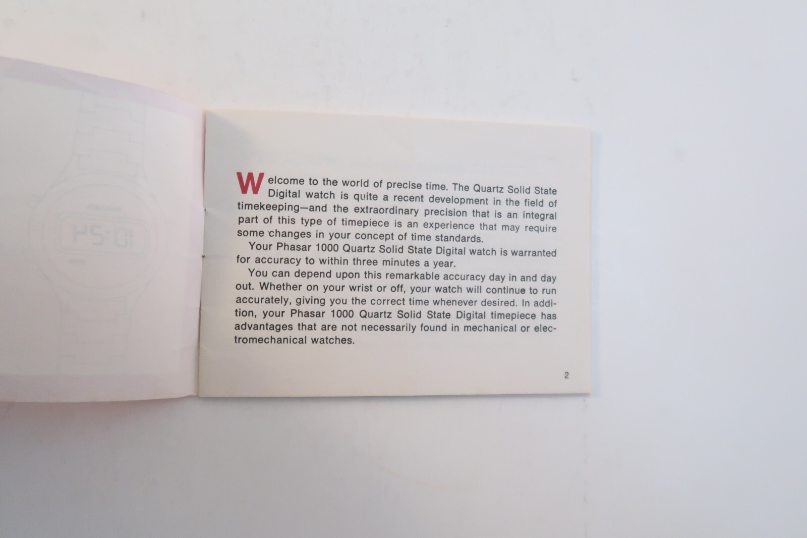 Sears Phasar 1000 Quartz Watch Solid State Warranty and Instruction ...