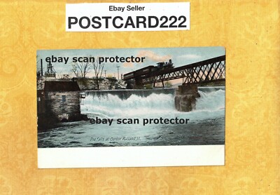 VT Rutland 1908-19 antique postcard TRAIN ON STEEL BRIDGE AT THE FALLS ...