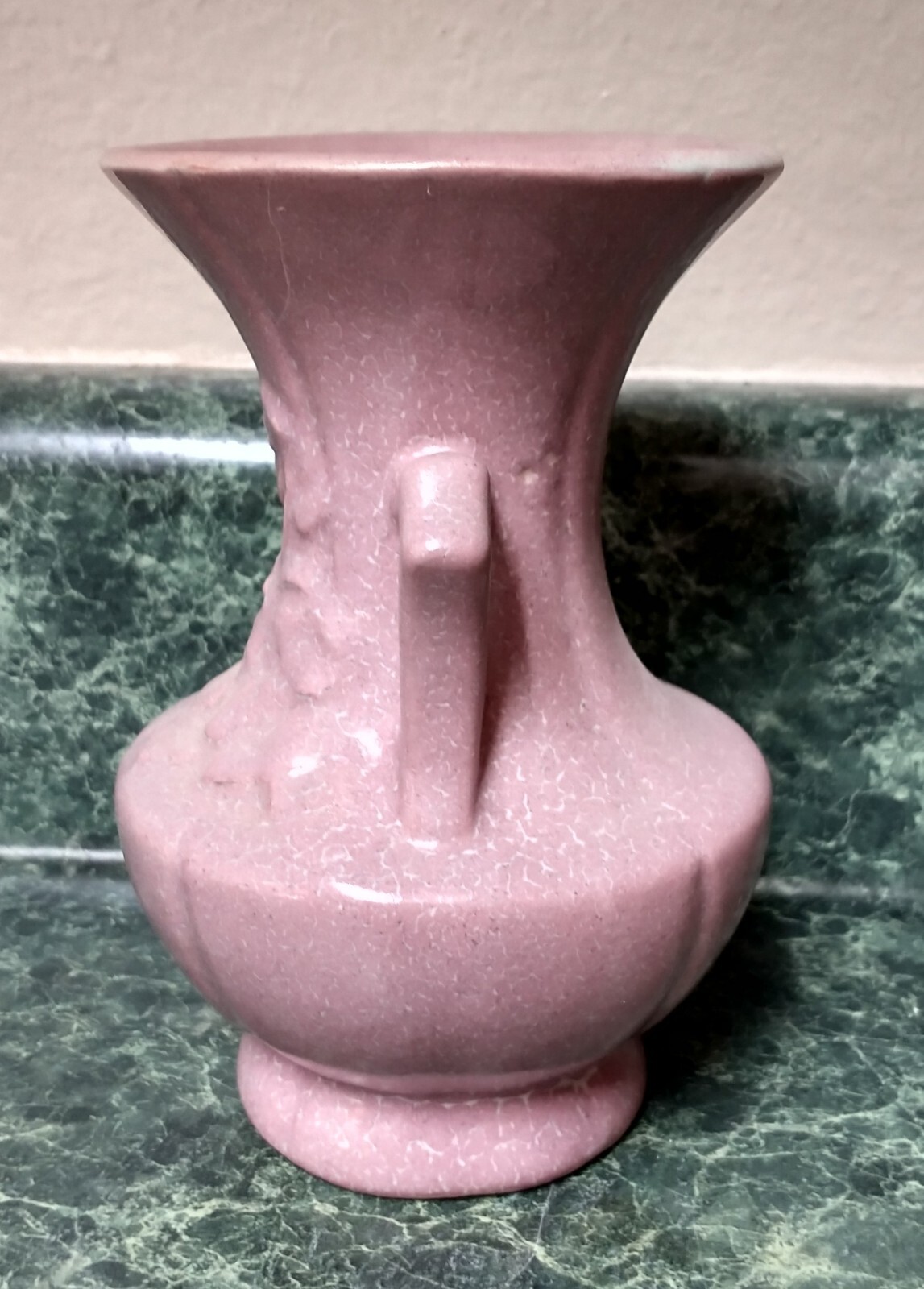Vintage Dryden Pottery Tan Clay Double Handle Embossed Flowers Mauve ...
