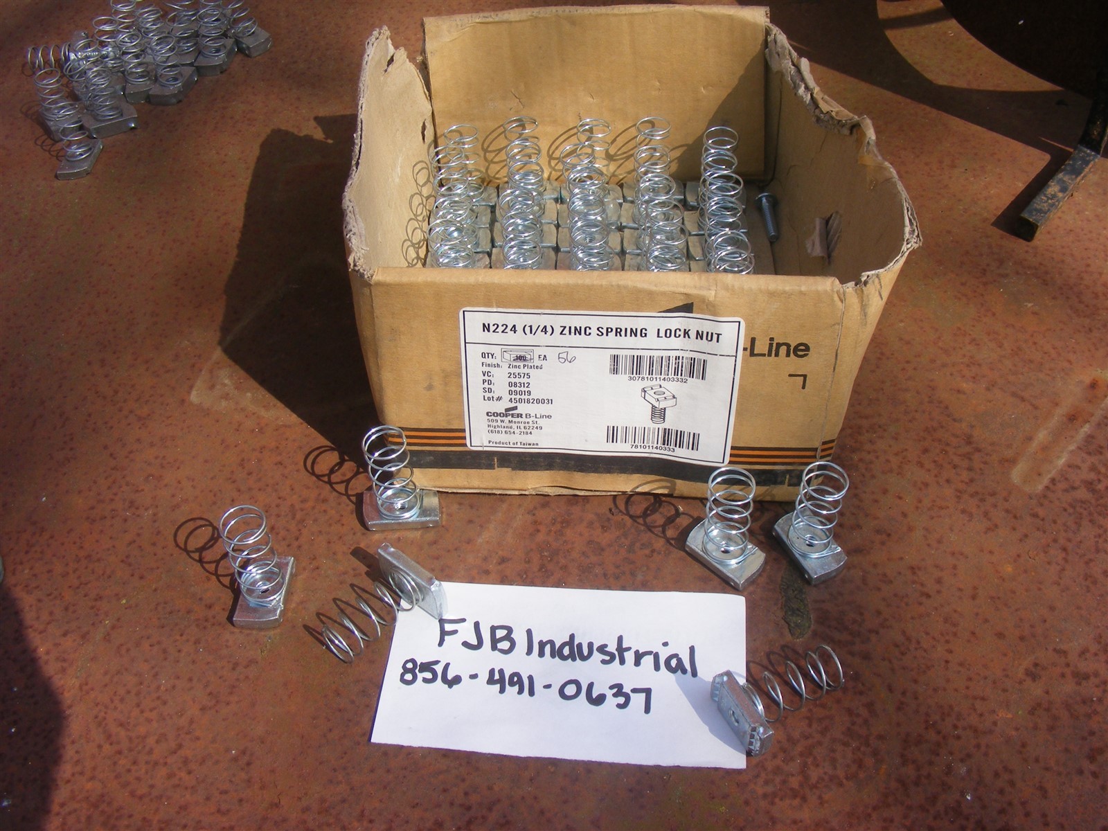 Cooper B-Line N224 (1/4) Zinc Spring Lock Nut Qty 56 NIB | eBay