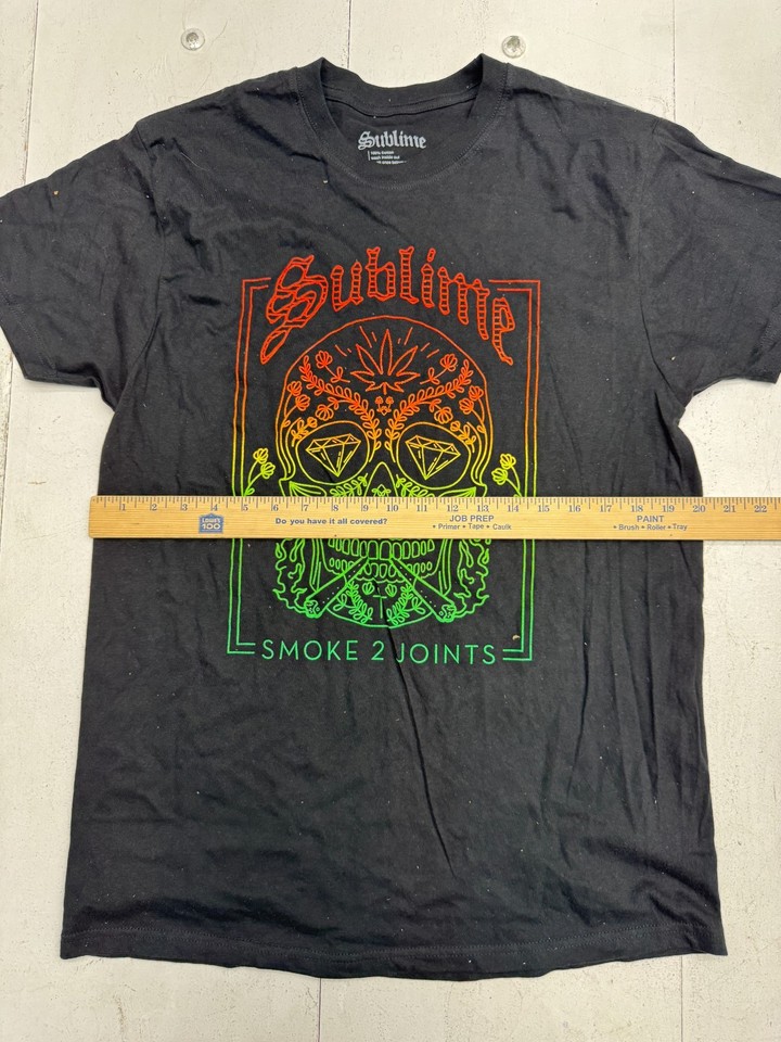 Sublime Solid Black Colorful 2Joints Print Short Sleeve T Shirt Mens ...