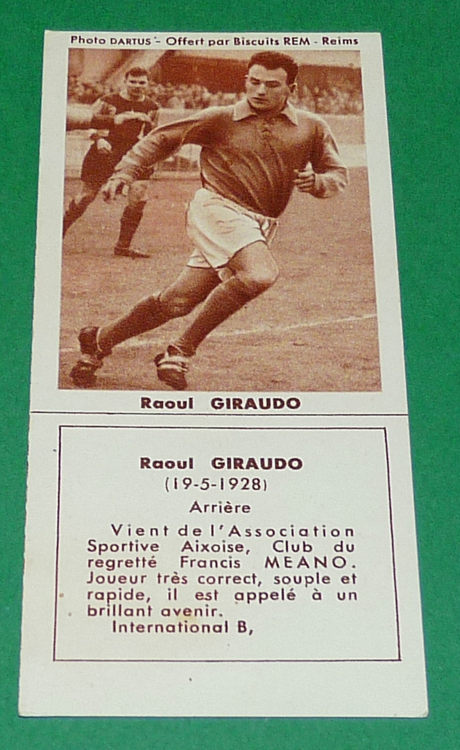 FOOTBALL BISCUITS REM 1958 RAOUL GIRAUDO STADE REIMS DELAUNE ...