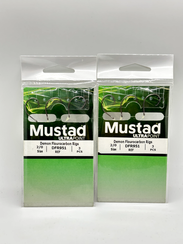 Mustad DFR951-2/0-3U Demon Circle Fluorocarbon Leader 18" 1/0 PACKS for ...
