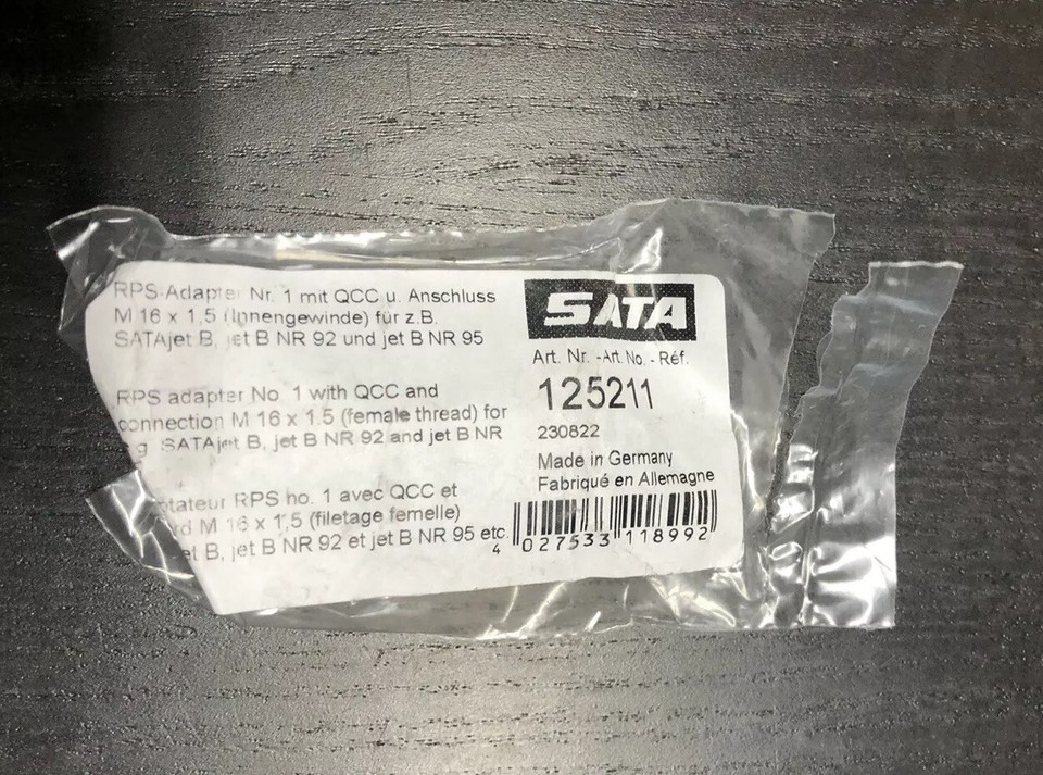 Sata RPS Adapter #1 125211 for Iwata Spray Guns LPH400 W400 And Many ...