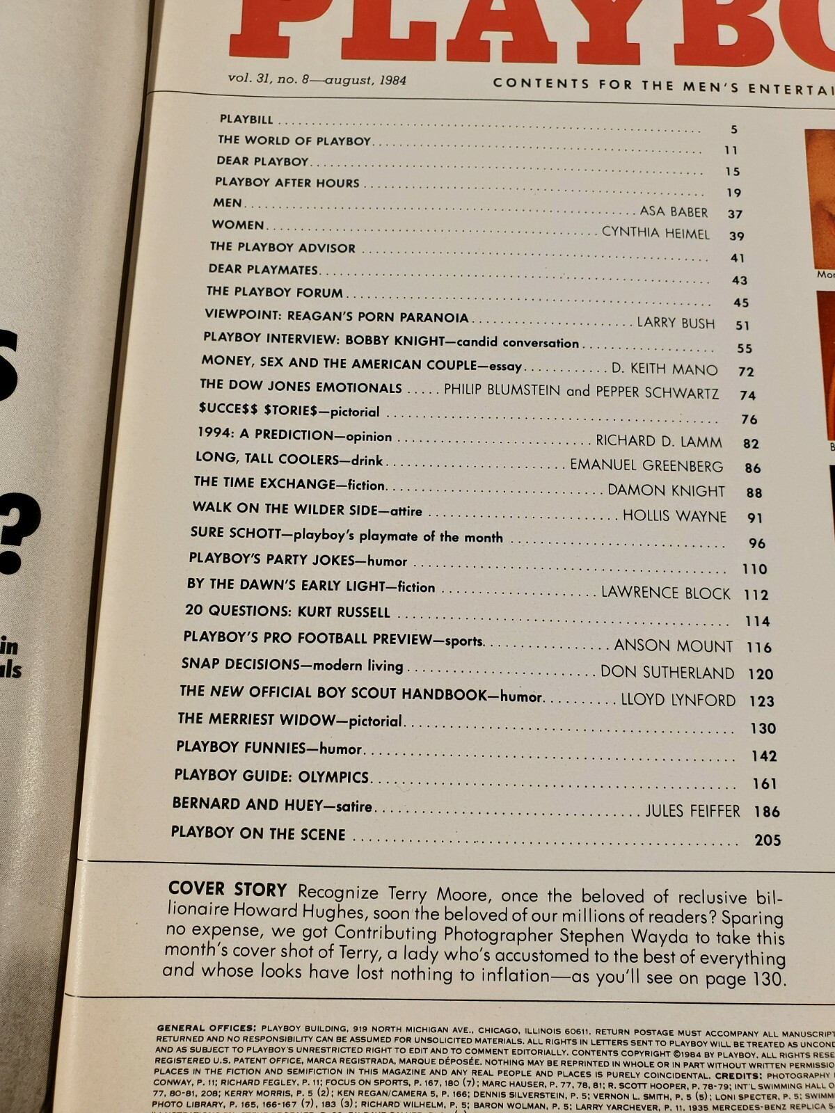 Playboy Magazine Back Issue August 1984 ~ Playmate Suzi Schott Terry ...