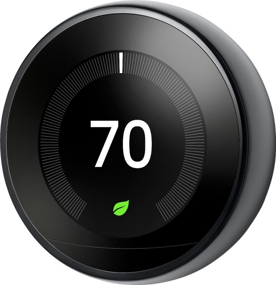 Black Google Nest 3rd Generation Learning Programmable Thermostat Kit ...
