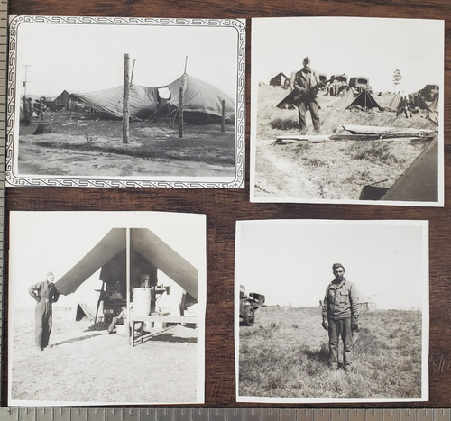WW2 Snapshot B&W Photo Lot ~ Army Men Tents Trucks Soldiers Rifle ...