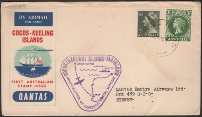 AUSTRALIA, 1955. First Mail Service, Cocos Islands - Sydney | eBay