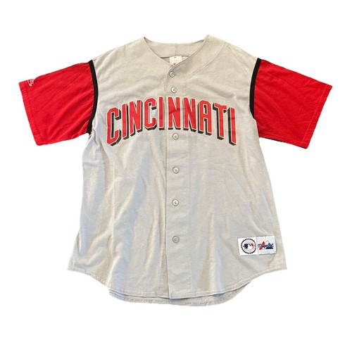 Cincinnati Reds Jersey Large Majestic Gray 50% Cotton Made In USA ...