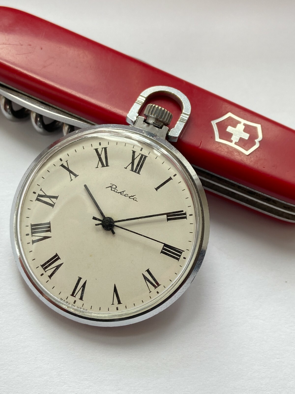 RARE VINTAGE SOVIET POCKET WATCH RAKETA SHIP USSR 260… - Gem