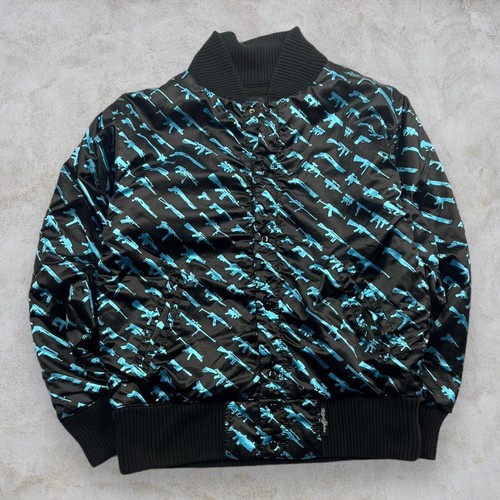 VINTAGE Y2K ROGUE STATUS BASIC ROB DYRDEK BLUE BLACK BOMBER JACKET ...
