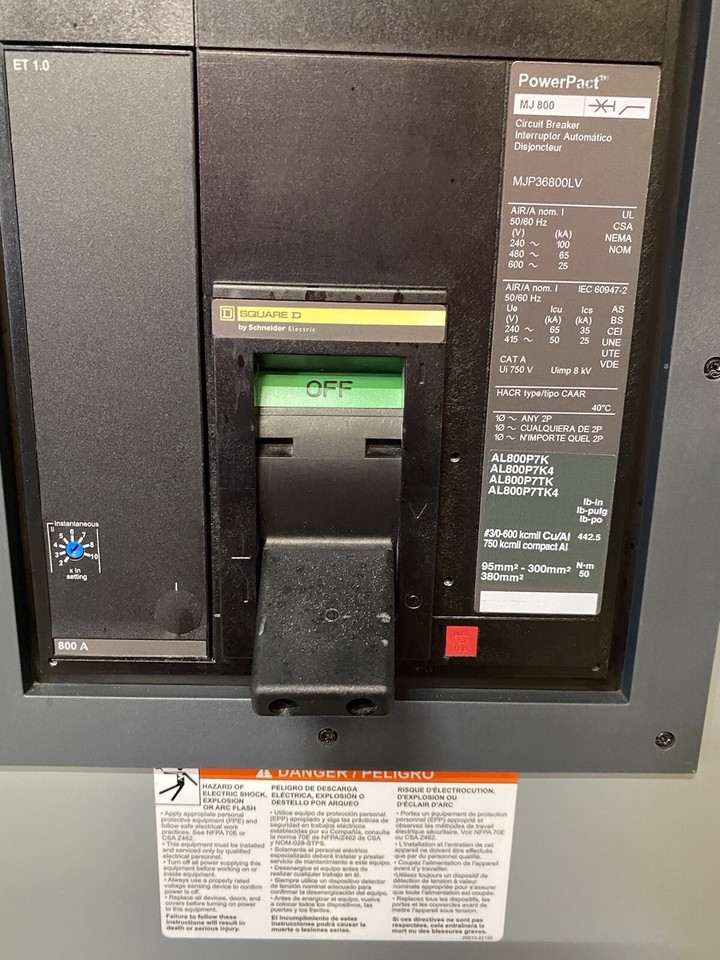 Square D 800 AMP Switchboard 800 Main 480V ILINE Distributions Warranty ...