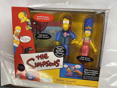 2002 The Simpsons Playmates Homer & Marge High School Prom Batteries ...