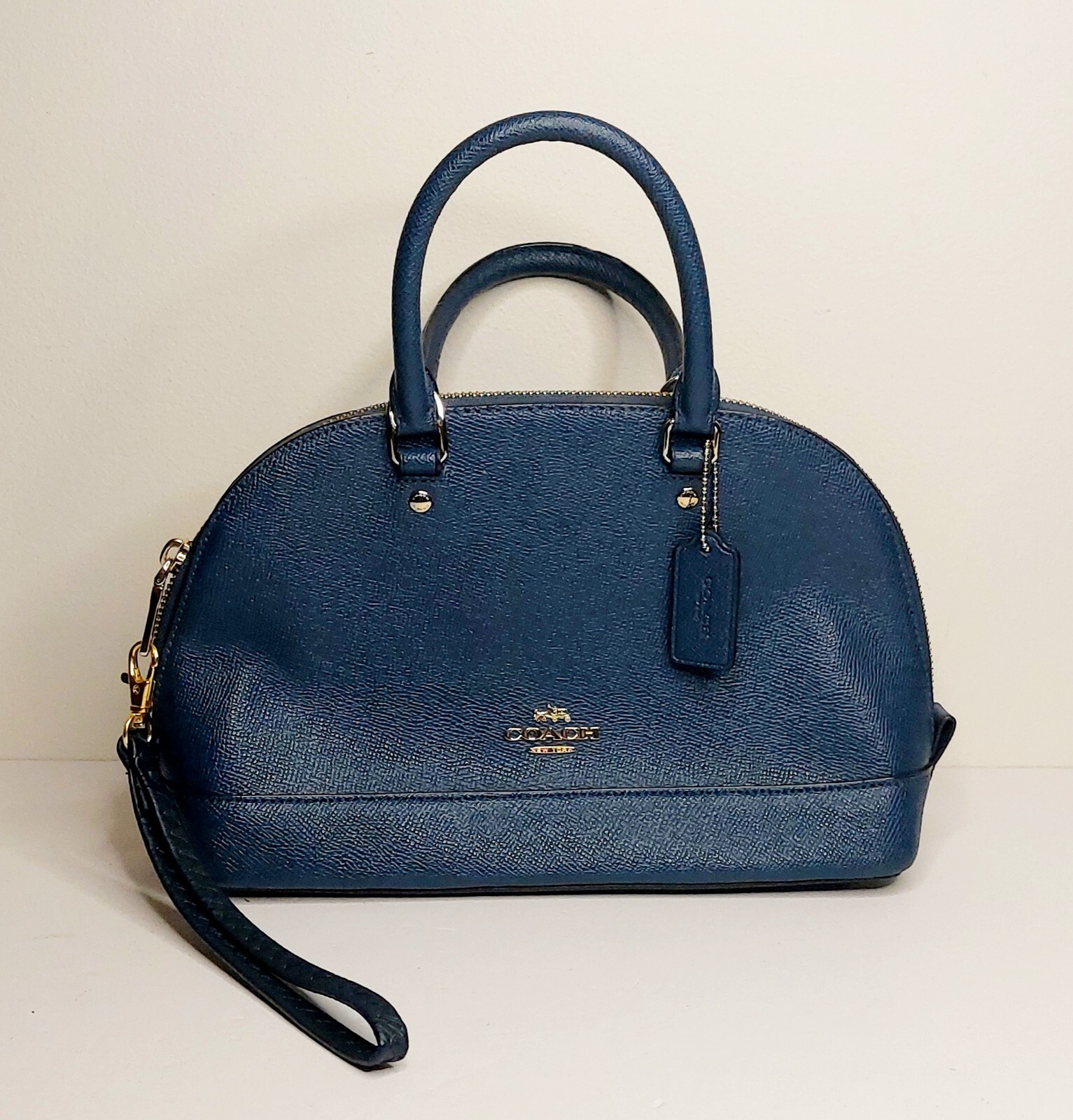 Coach Metallic Navy Leather Mini Sierra Satchel Bag… - Gem
