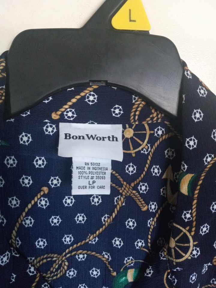 Oversized Bonworth Women's Navy Blue Short Sleeve Blouse Tag Sz LP ...