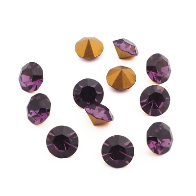 Lot (12) vintage Austrian D.S amethyst purple MC chaton rhinestones ...