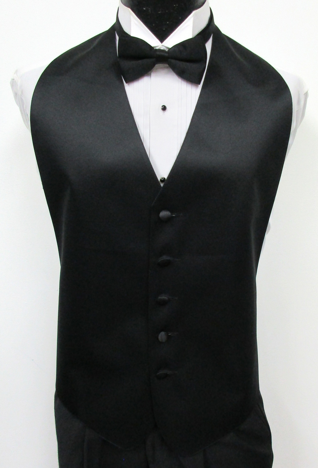 New Boys Size Lord West Black Satin Open Back Tuxedo Vest & Bow Tie Set ...