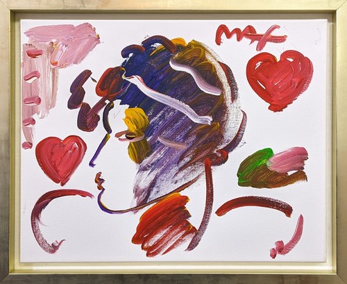 PETER MAX "PROFILE WITH HEARTS" 2012 | ORIGINAL PAINTING ON CANVAS ...