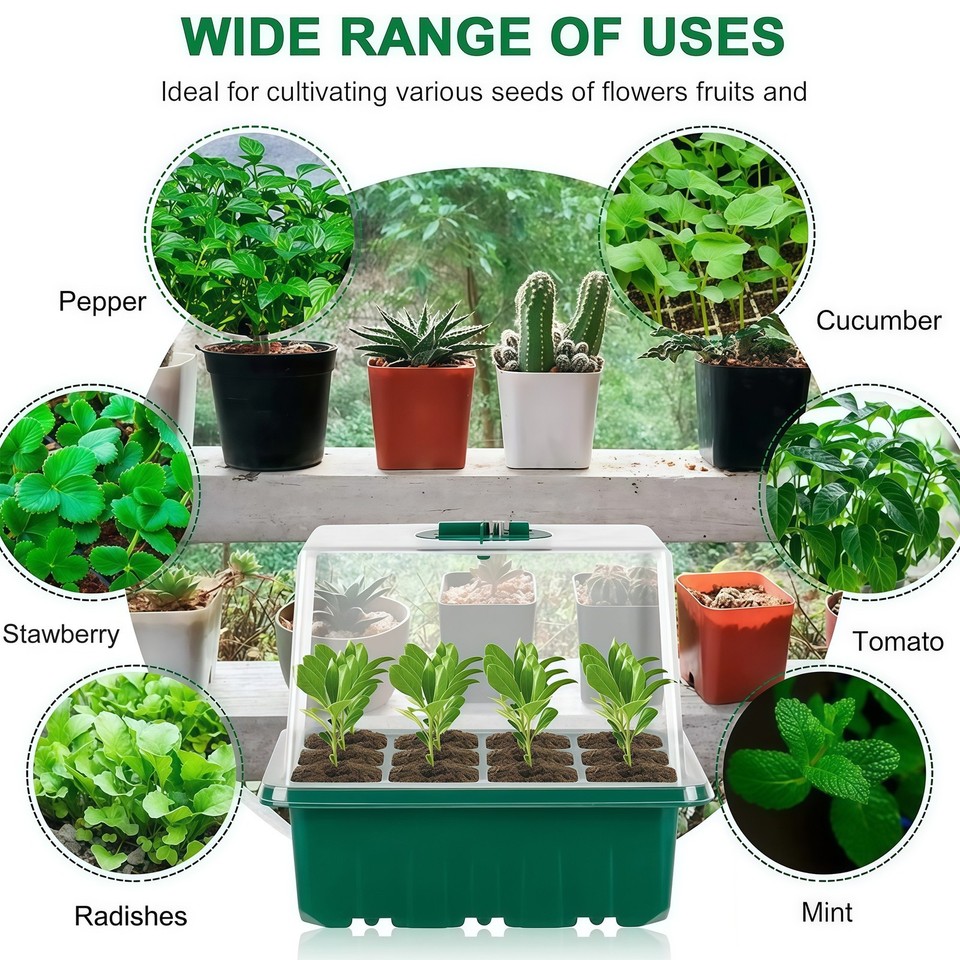 6 Pack Seed Starter Trays with Grow Light Seed Starter Kit Seed Growing ...