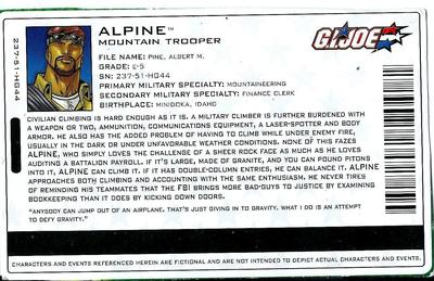 G I JOE File Card Filecard 2004 Alpine V2 V4 | eBay