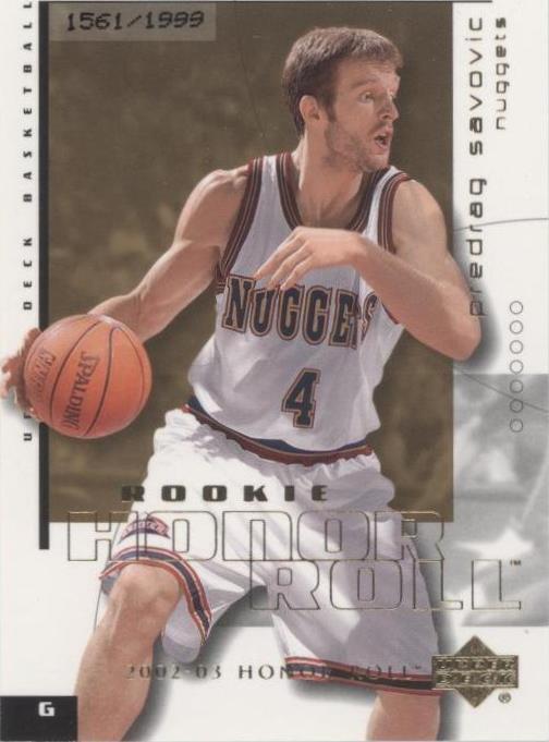 2002-03 Upper Deck Honor Roll - Rookie Predrag Savovic #130 /1999 for ...