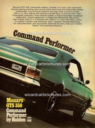 1970 1971 HG HOLDEN MONARO GTS 350 A3 POSTER AD ADVERT ADVERTISEMENT ...