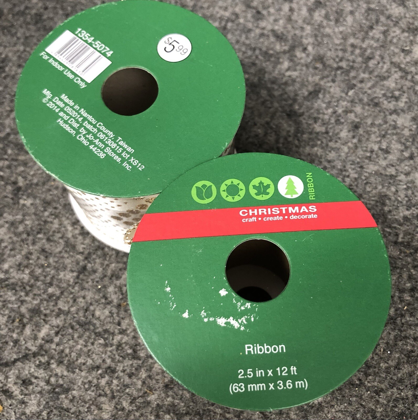 Lot Of 5 Vintage Craft Ribbon (3) 2 1/2” Wired 4yds Each (2) 7/8” 3yds ...