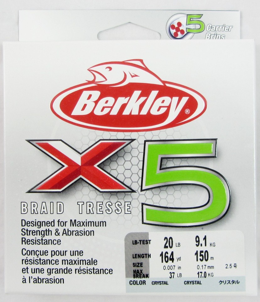 Berkley x5 Braid Superline Braided Five Core Fishing Line 164 Yards ...