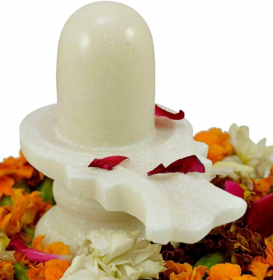 White Marble Shiva Lingam Statue Handmade Yoni Base Shivling Hindu ...