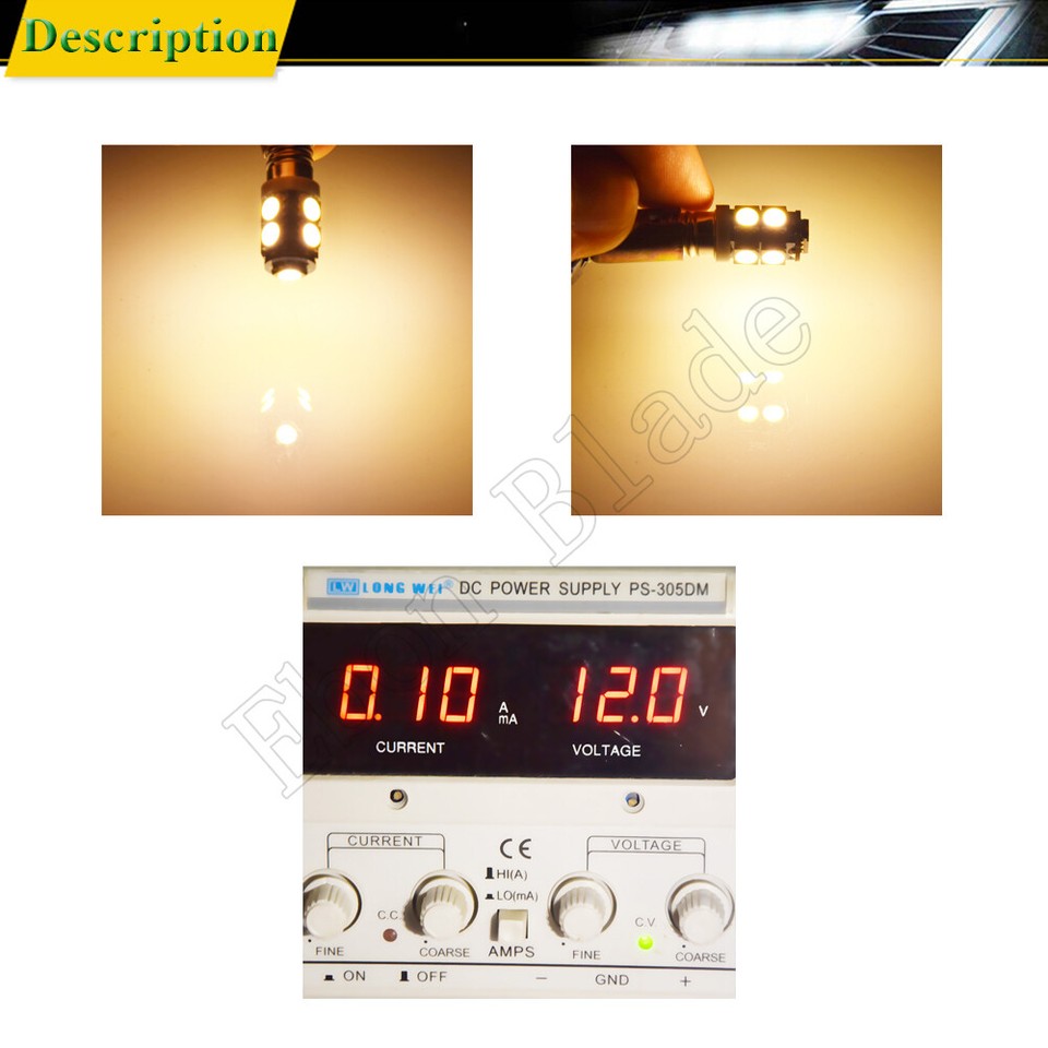 10Pcs BAY9S H21W Car LED Light Warm White Bayonet Parker Interior Globe ...