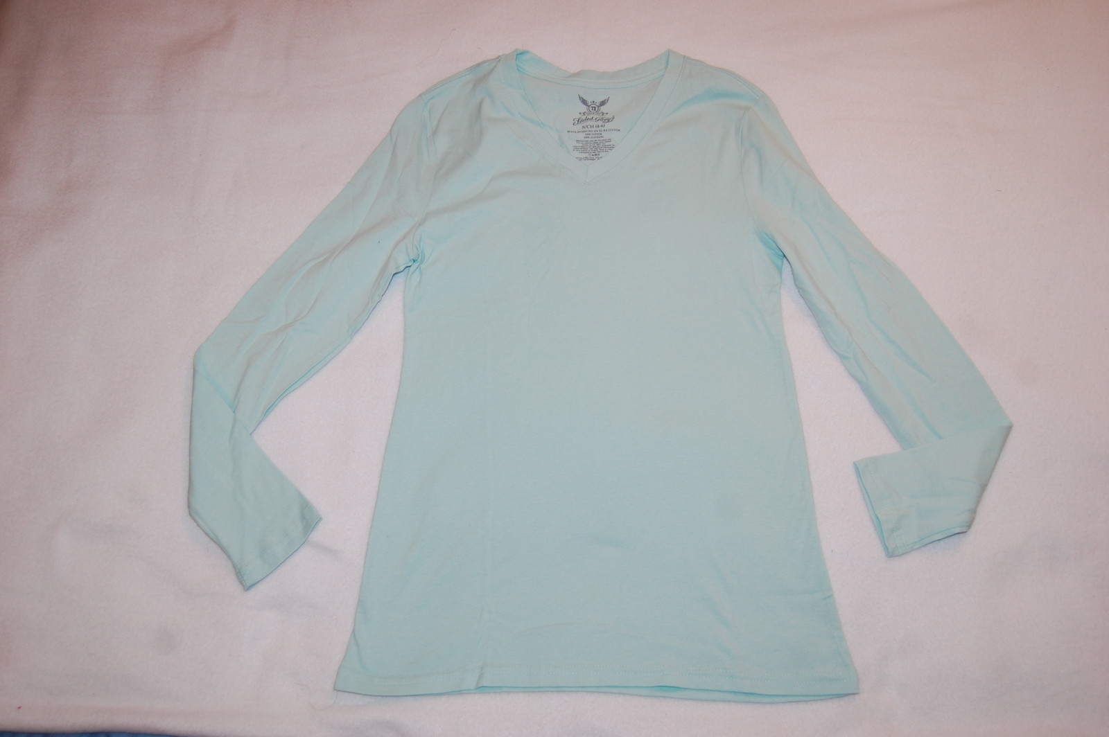 Womens L/S Knit Tee Shirt LIGHT MINT GREEN V-NECK Size S 4-6 | eBay