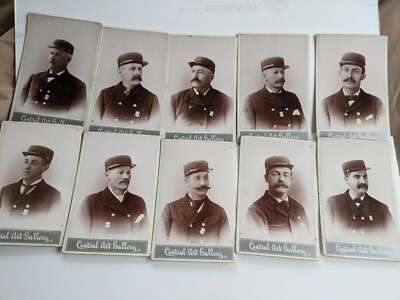 lot of 10 vintage cabinet cards,Galion,OH.Dapper, Firemen, Fire Chief ...