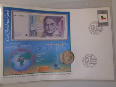 DEUTSCHLAND 1995 - Numisbrief mit 5 DM in Silber + 10 DM Banknote in ...