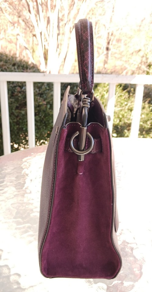 Coach MEDIUM Boysenberry Lane CC329 Leather Satchel w/Snakeskin Print ...