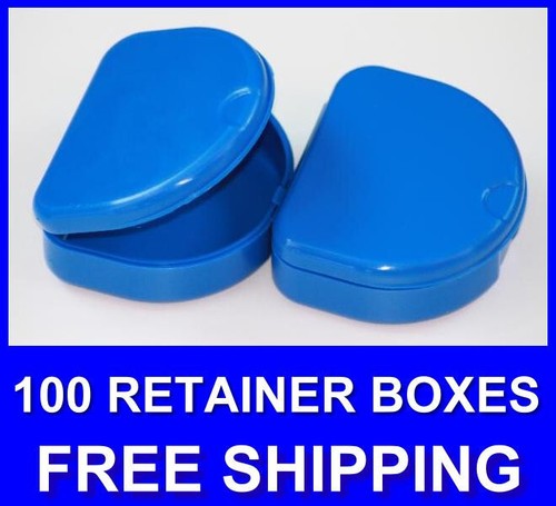 100 Dark Blue Denture Retainer Box Orthodontic Dental Case Mouth Bleach ...