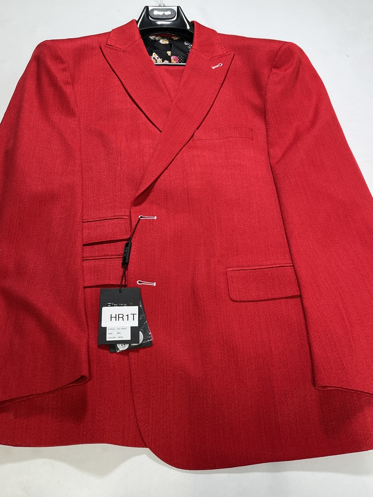 Mens Biarelli Red Herringbone 2 Piece Suit 2XL 40W NEW | eBay