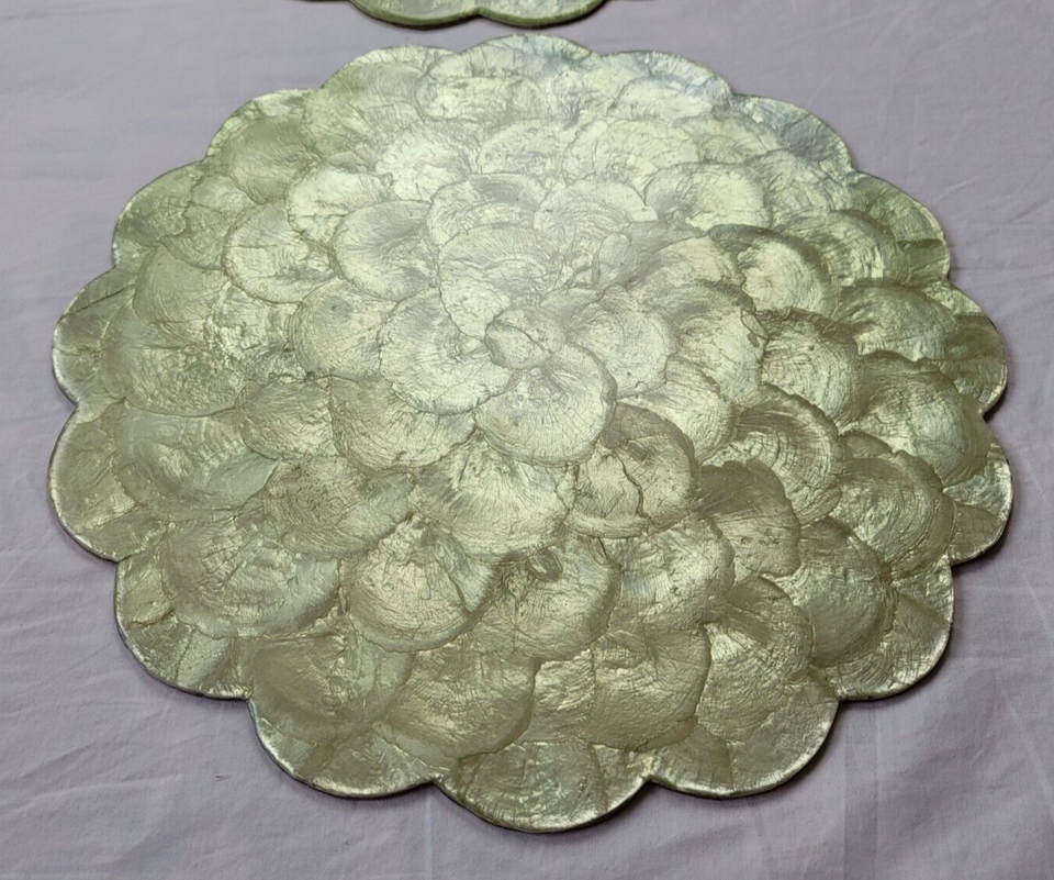 6 Simply Shabby Chic Scalloped Capiz Shell Placemats Cork Backed ...