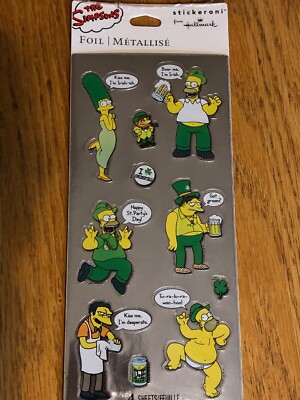 The SIMPSONS St Patrick Day Foil Stickers Hallmark - NIP- Homer Marge ...