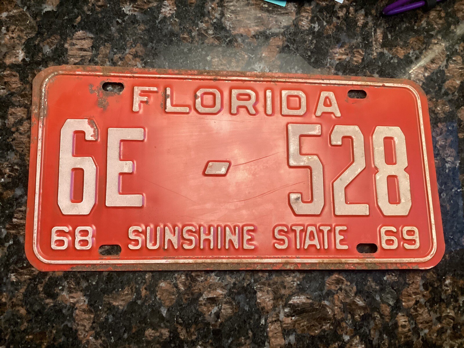 Florida License Plate 1968 1969 Palm Beach 6E-528 | eBay
