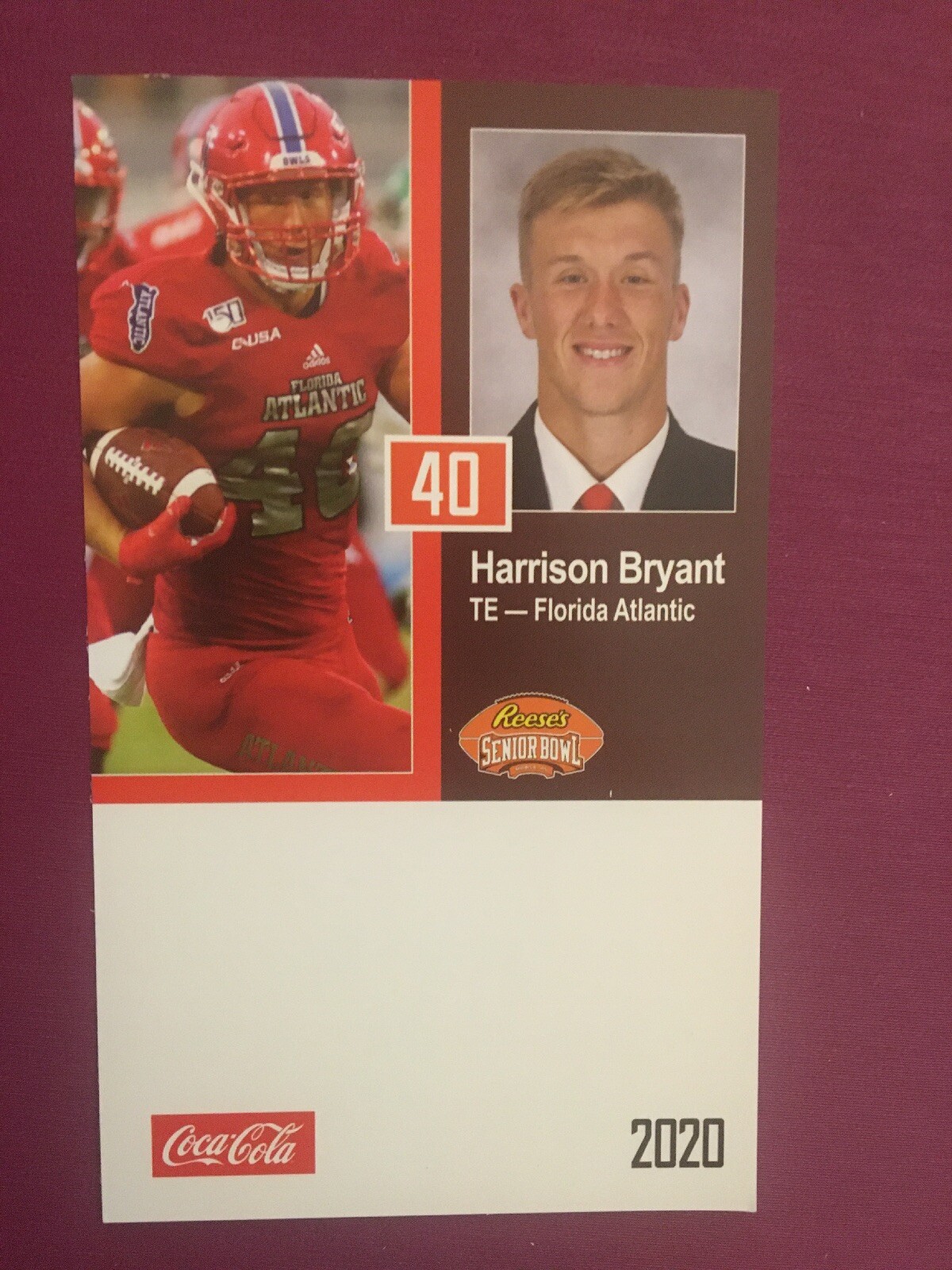 Harrison Bryant 2020 Senior Bowl card 1/25/20 Florida Atlantic FAU | eBay