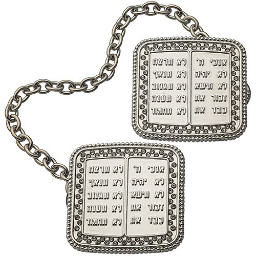 Ten Commandments with White Crystals Tallit Prayer Shawl Clips - Tallis ...