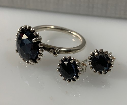 Pandora Shinning Midnight Star Ring & Earrings ALE 925 Sterling Silver ...