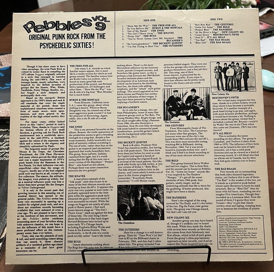 Pebbles Vol. 9 Lp BFD 5026 Garage Rock Punk Psych The Endd Knaves Bugs ...