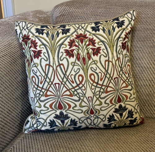 Art Nouveau cushion 45 x 45cm in Lucetta Jewel fabric, incl. Dunelm ...